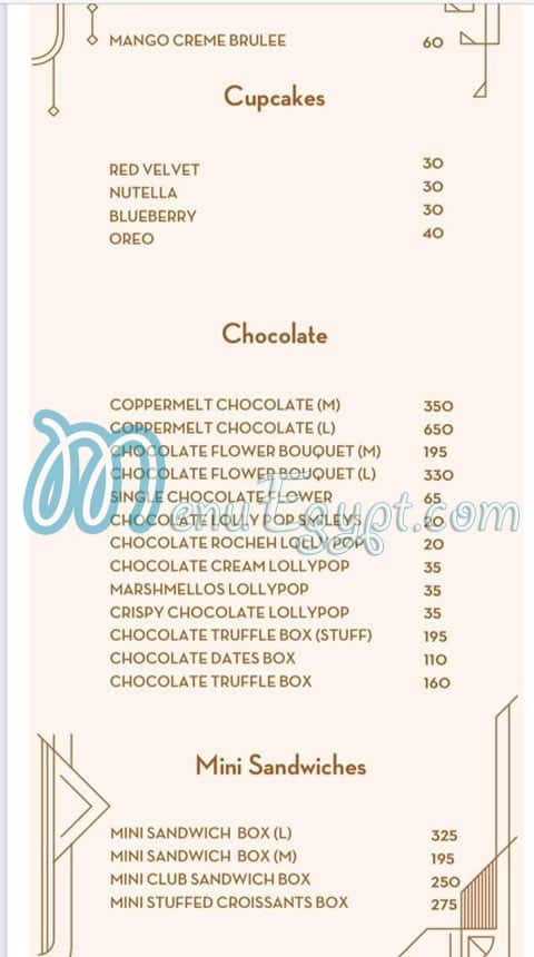 Menu delivery - hotline - Coppermelt - maadi | منيو ورقم مطعم كوبر ميلت | Egypt