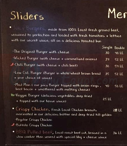 Menu delivery - hotline - Sliders - maadi | منيو ورقم مطعم سليدرس | Egypt
